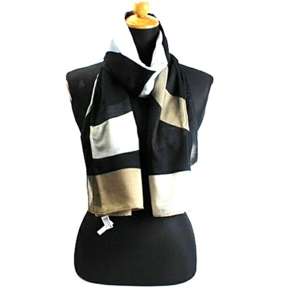 CHANEL | Accessories | Chanel Cotton Large Scarf Rectangular Black X ...